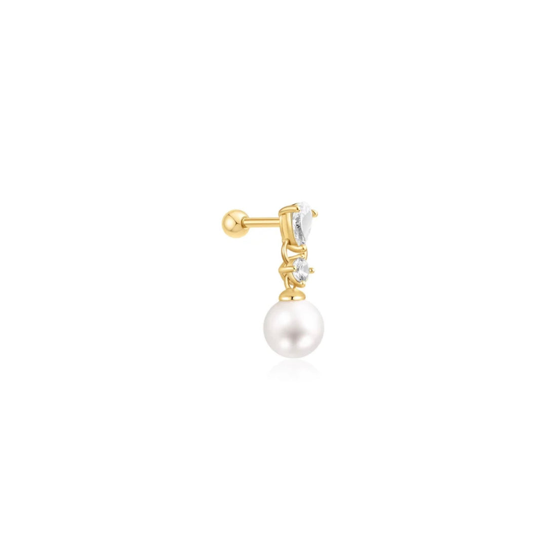 Ania Haie Gold Shell Pearl Dangling Barbell Single Earring E070-15G – 7-Degree & Co.